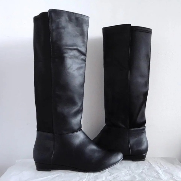 Rampage | Shoes | Rampage Black Fabric Faux Leather Knee High Tall ...